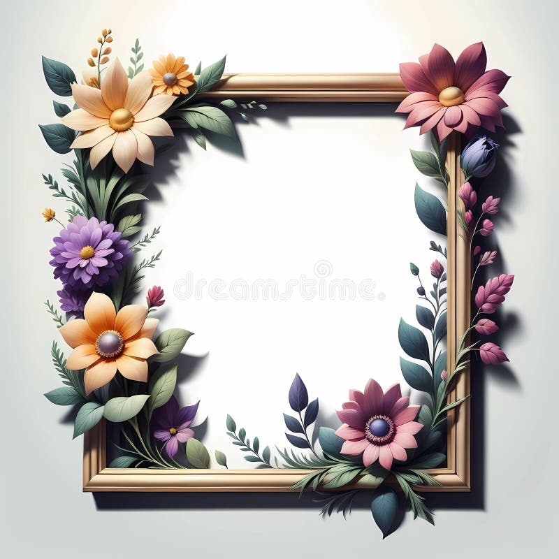 Vector Beautiful Flower Frame Stock Illustration - Illustration of ...