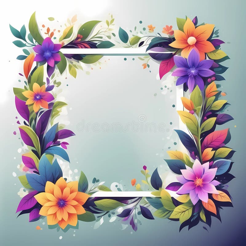Vector Beautiful Flower Frame Stock Illustration - Illustration of leaf ...