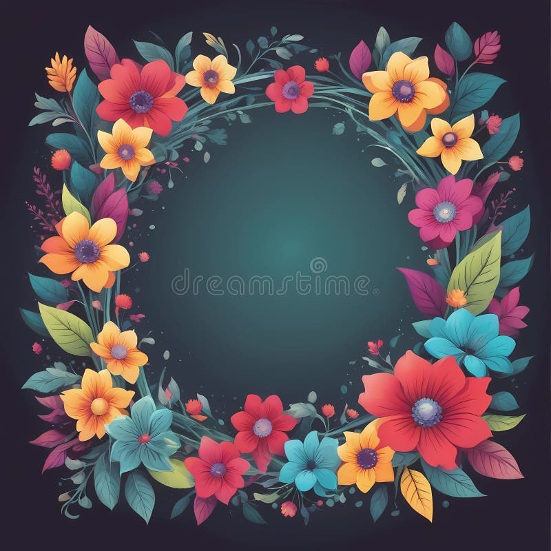 Vector Beautiful Flower Frame Stock Illustration - Illustration of ...