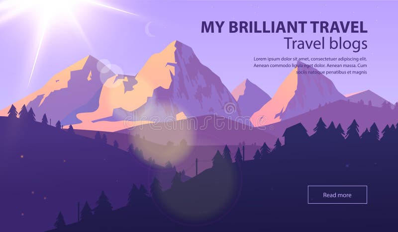 Vector Beautiful Landscape Banner. Horizontal Banner for Web Design ...