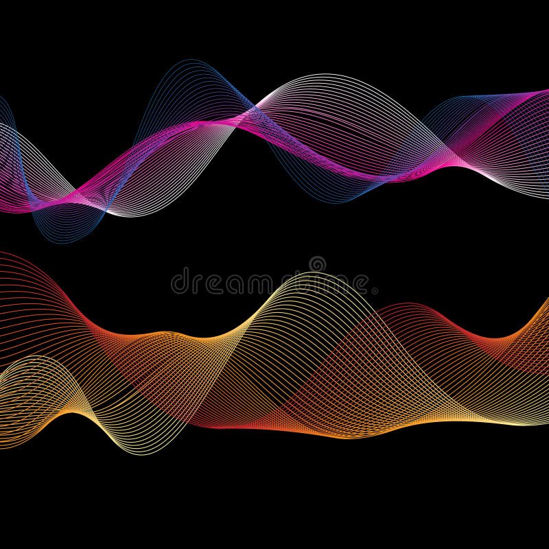 Vector Beautiful Linear Color Waves Stock Illustration - Illustration ...