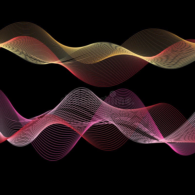 Vector Beautiful Linear Color Waves Stock Illustration - Illustration ...