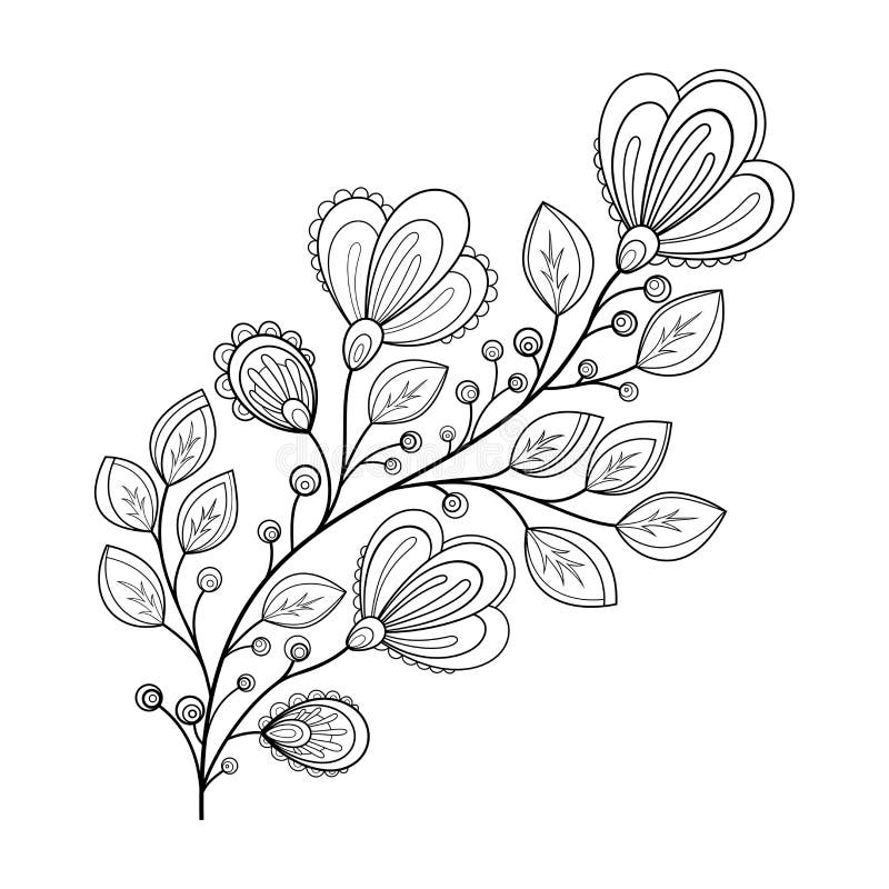 Vector Beautiful Monochrome Contour Flower Stock Vector - Illustration ...