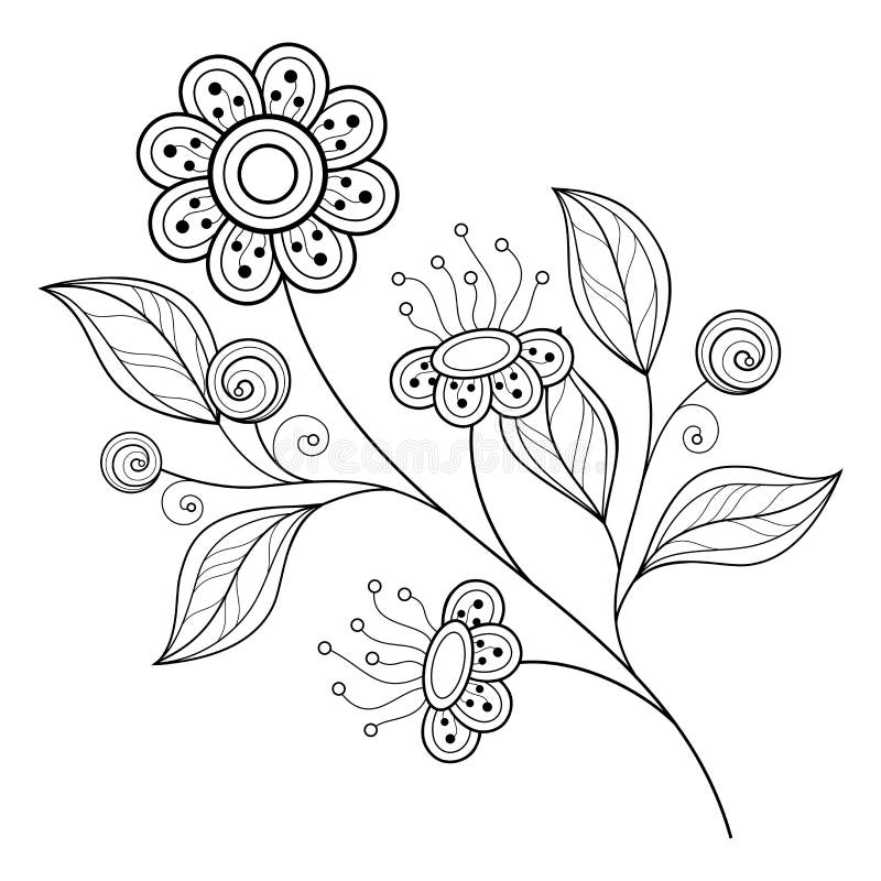 Vector Beautiful Monochrome Contour Flower Stock Vector - Illustration ...