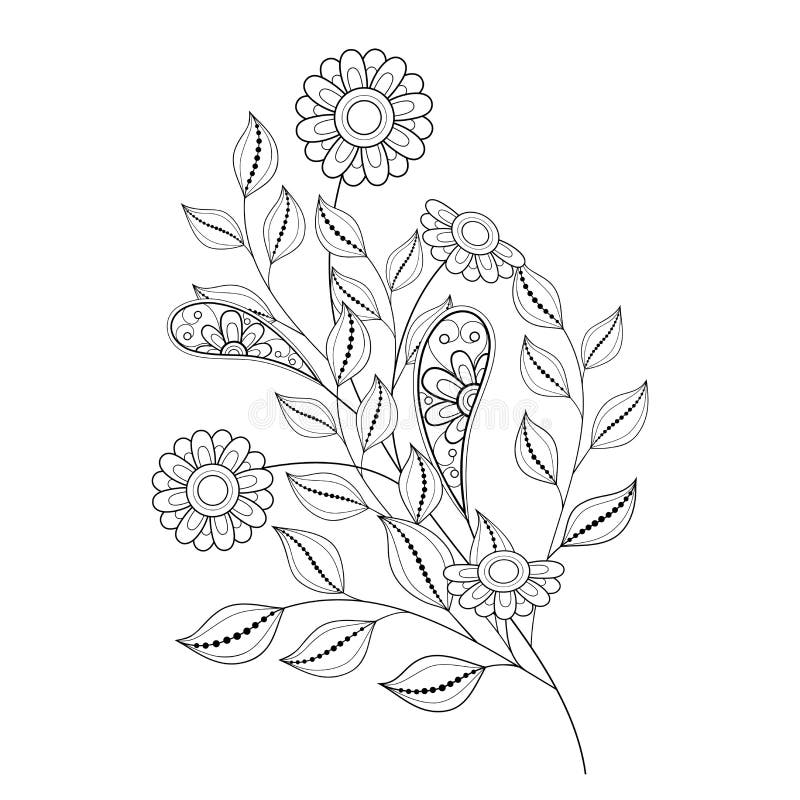 Vector Beautiful Monochrome Contour Flower Stock Vector - Illustration ...