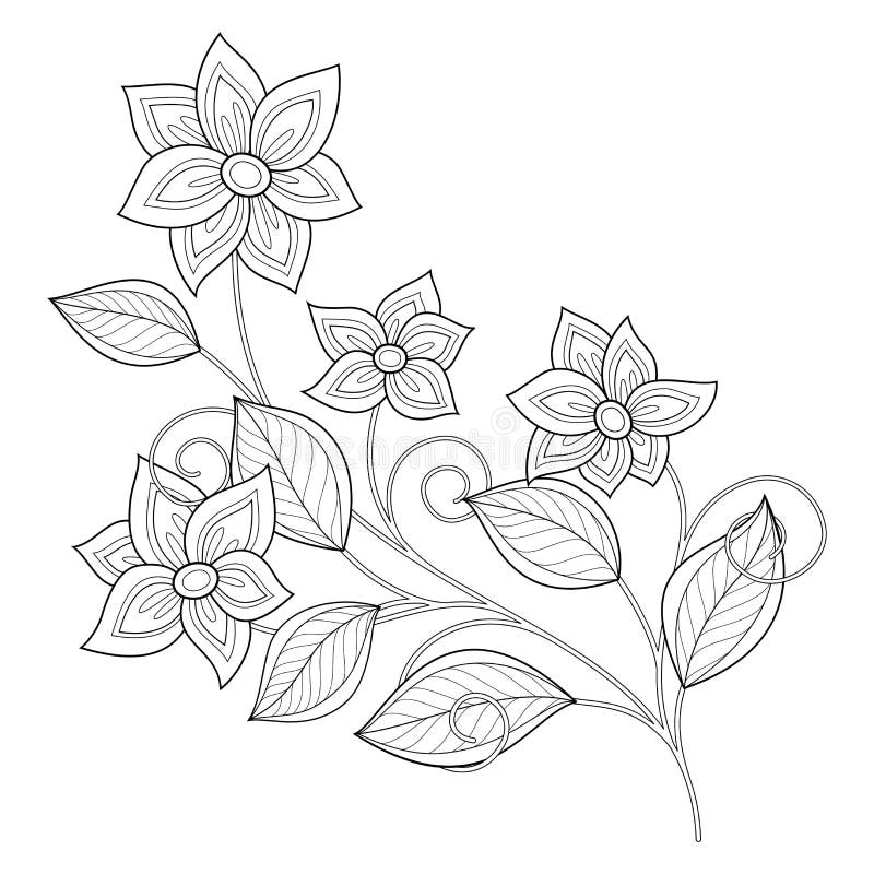 Vector Beautiful Monochrome Contour Flower Stock Vector - Illustration ...