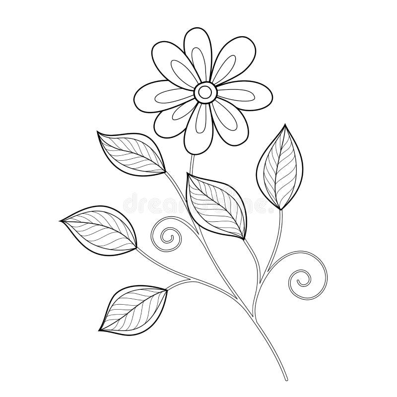 Vector Beautiful Monochrome Contour Flower Stock Vector - Illustration ...