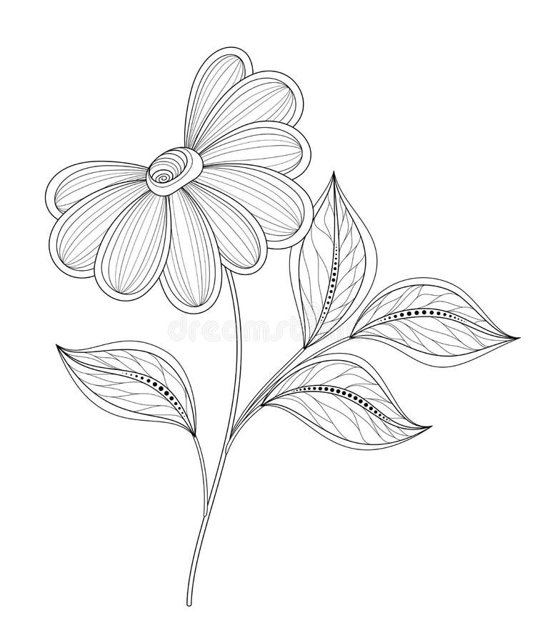 Vector Beautiful Monochrome Contour Flower Stock Vector - Illustration ...