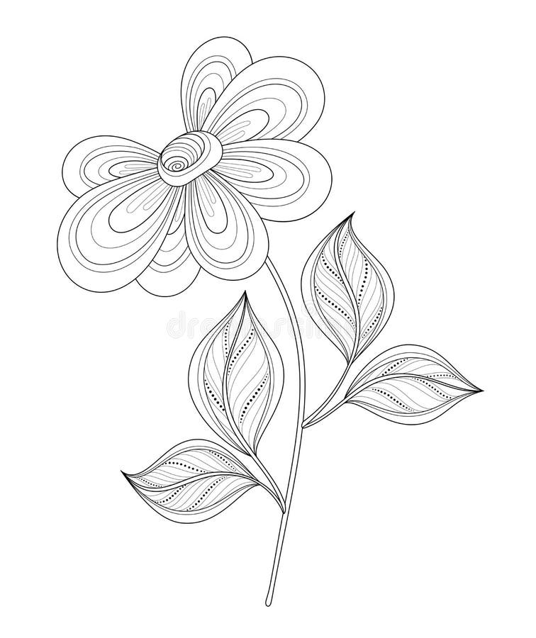 Vector Beautiful Monochrome Contour Flower Stock Vector - Illustration ...