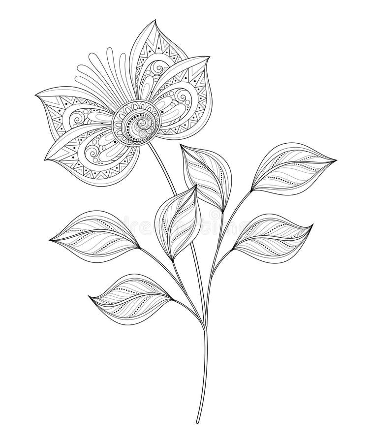 Vector Beautiful Monochrome Contour Flower Stock Vector - Illustration ...