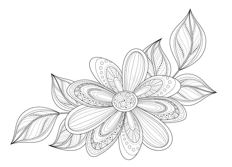 Vector Beautiful Monochrome Contour Flower Stock Vector - Illustration ...