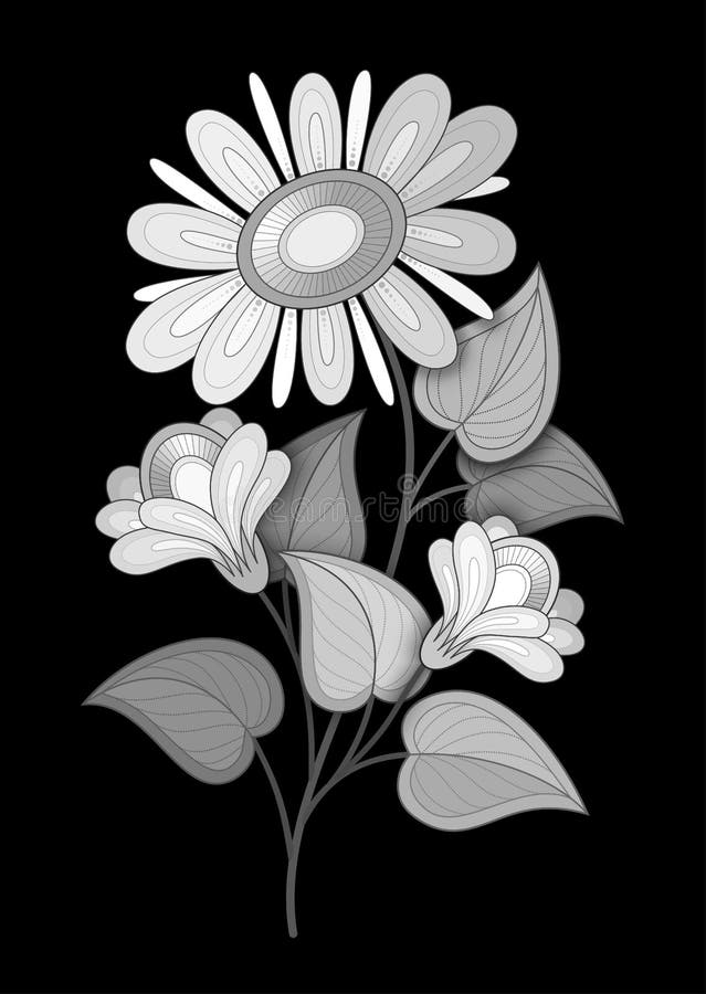Vector Beautiful Monochrome Flower Stock Vector - Illustration of boho ...