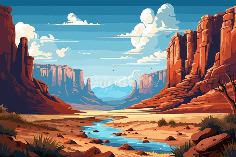 Vector Beautiful Nature. Canyon Landscape. Stock Vector - Illustration ...
