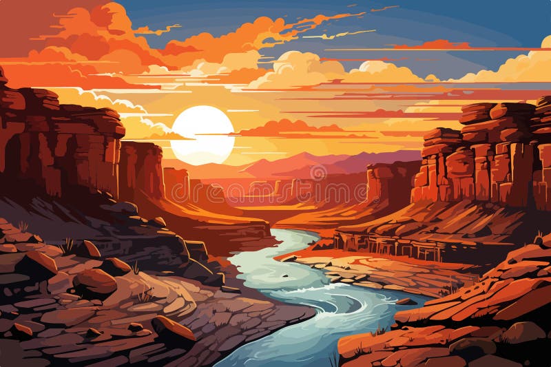 Vector Beautiful Nature. Canyon Landscape. Stock Vector - Illustration ...