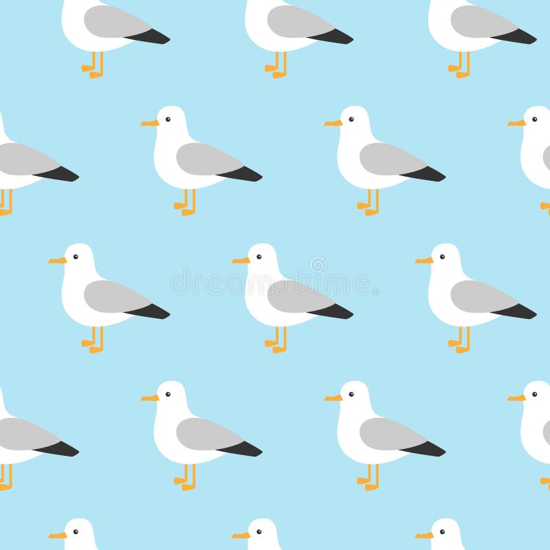 Vector Beautiful Pattern with Seagulls. Sea Gull, a Beautiful Bird ...