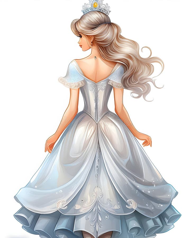 Beautiful Princess, Back View, Suitable for Children Material Design ...