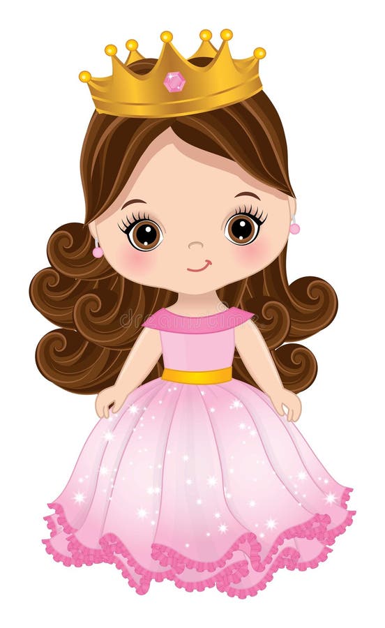 Vector Beautiful Princess In Pink Dress And Crown Stock Vector