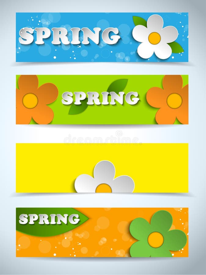 Beautiful Spring Flowers Set of Banners Stock Vector - Illustration of ...
