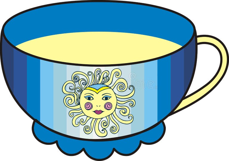 Vector Beautiful Sun Cup of Tea. Stock Vector - Illustration of latte ...