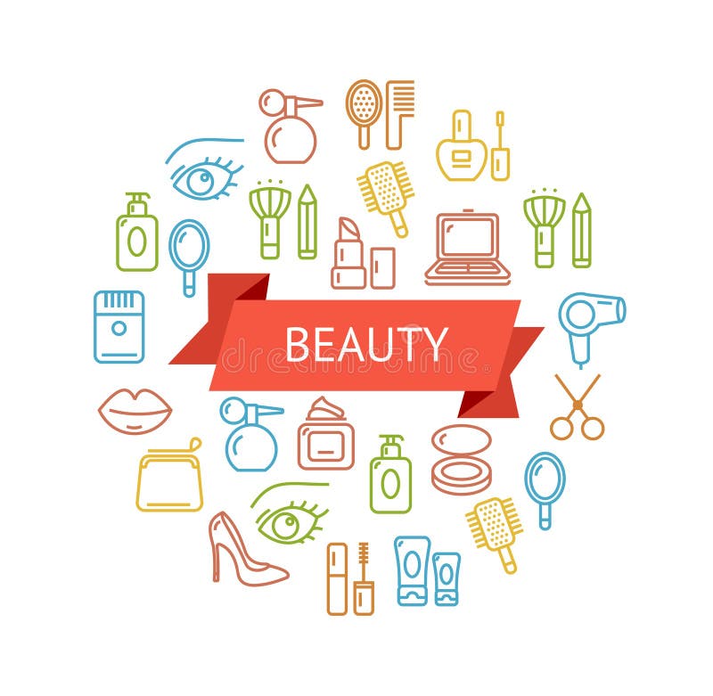 Vector Beauty Outline Concept Stock Vector - Illustration of object ...