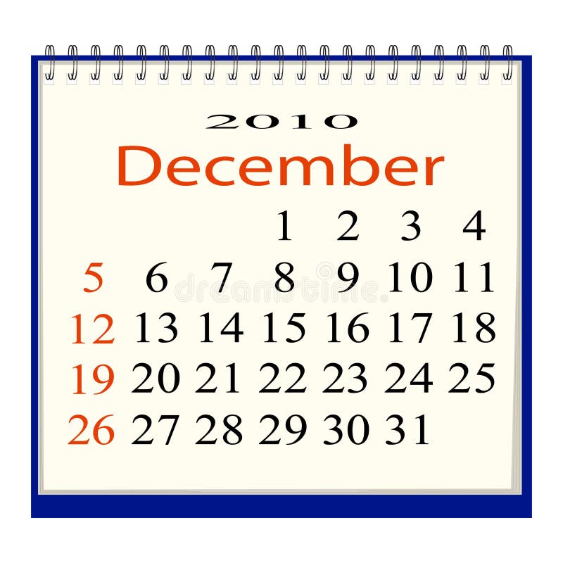 Vector Beeld Van Een Kalender Voor December Vector Illustratie ...