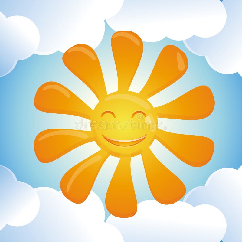 Vector Beeldverhaal Het Glimlachen Zon Vector Illustratie ...