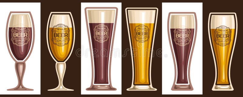 Vector Beer Glasses Set stock vector. Illustration of graphic - 233928421