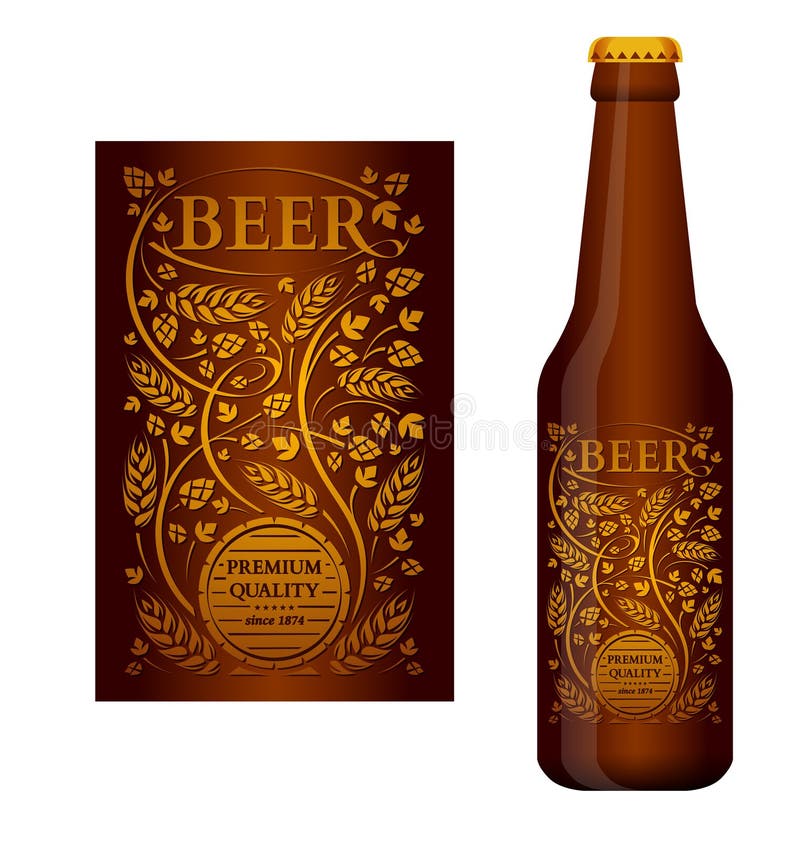 Beer Label Template with Neck Label. Vector Illustration Stock Vector ...