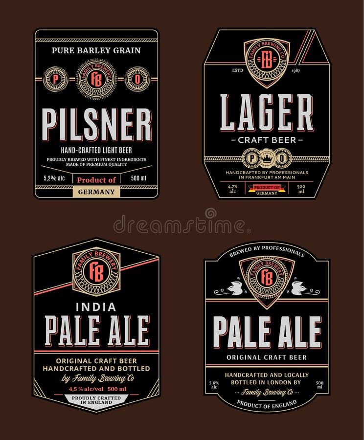 Vector Beer Labels and Design Elements Stock Vector - Illustration of ...