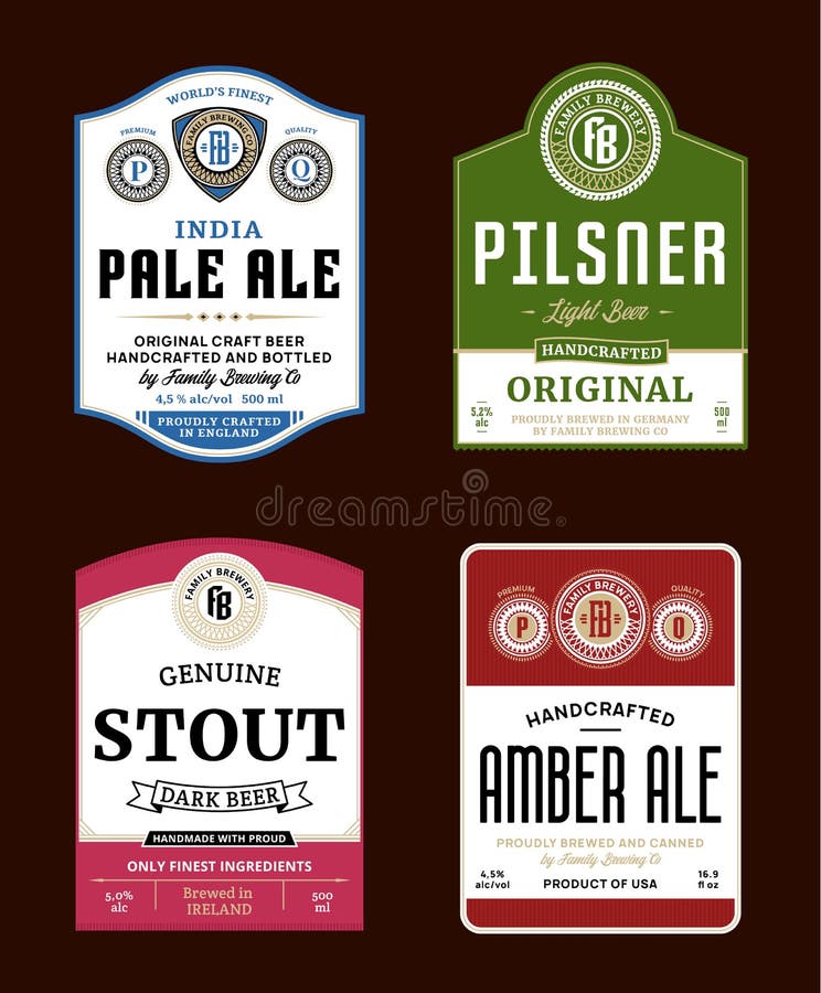 Vector Beer Labels and Design Elements Stock Vector - Illustration of ...