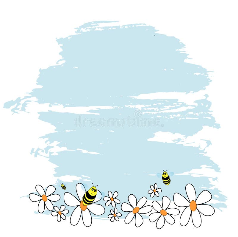 Bees_daisies stock illustration. Illustration of animals - 30143296