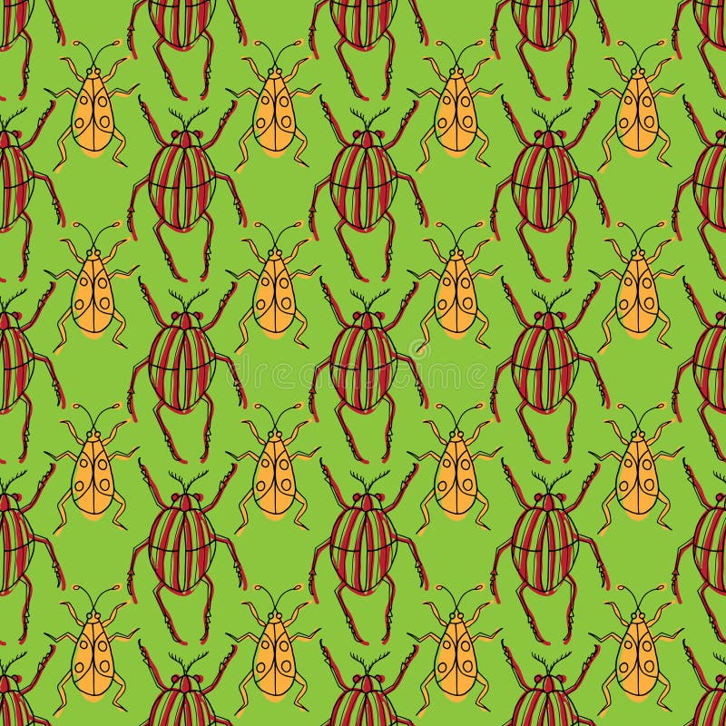 Vector Beetles and Bugs Seamless Repeat Pattern Design Background ...