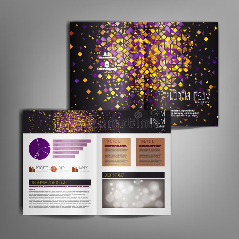 Vector Beige Brochure Template Design with Abstract Pattern. Stock ...