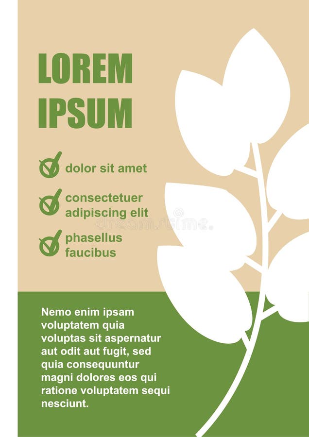 Vector Beige and Green Eco Leaflet Layout Stock Illustration ...