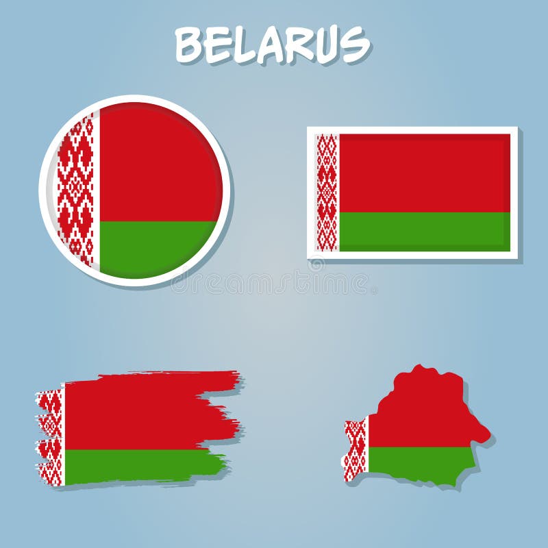 Vector of Belarus Country Outline Silhouette with Flag Set Stock Vector ...