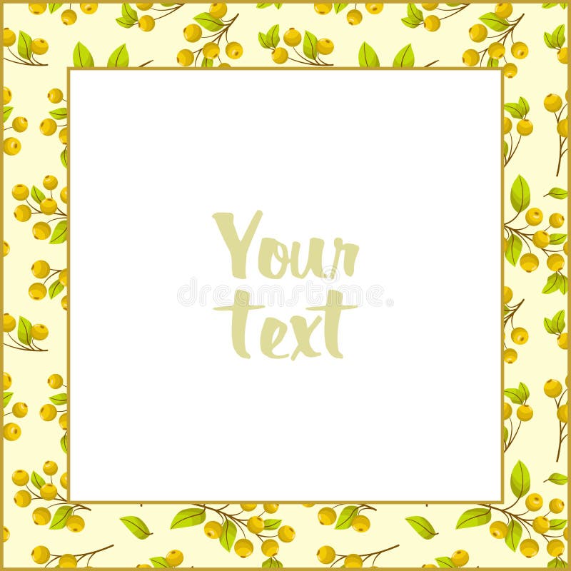 Vector Berry Frame; Square Frame with Yellow Berries. Stock Vector ...
