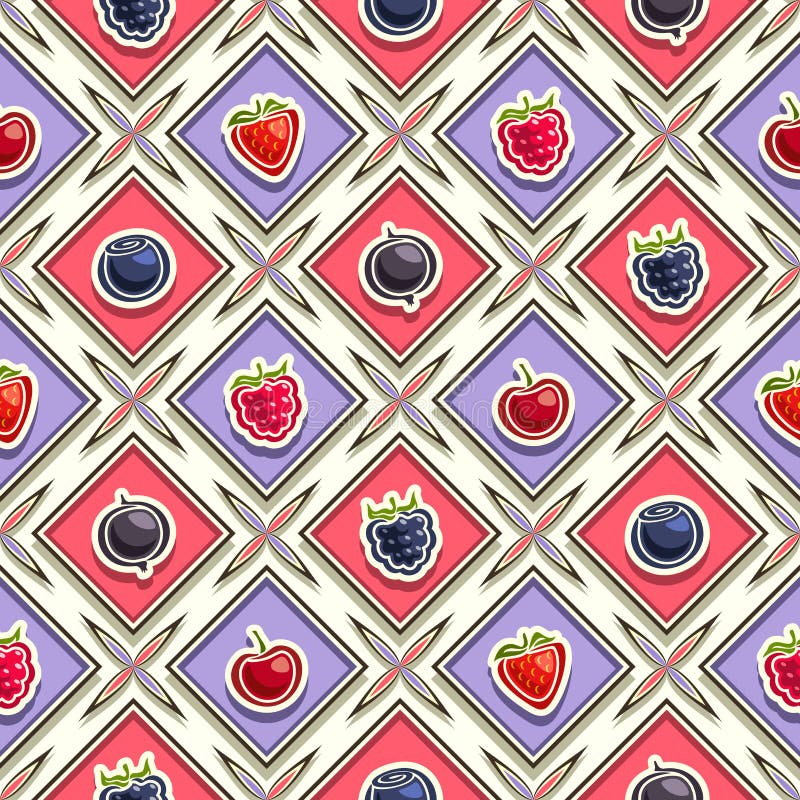 Vector Berry Seamless Pattern Stock Vector - Illustration of currant ...
