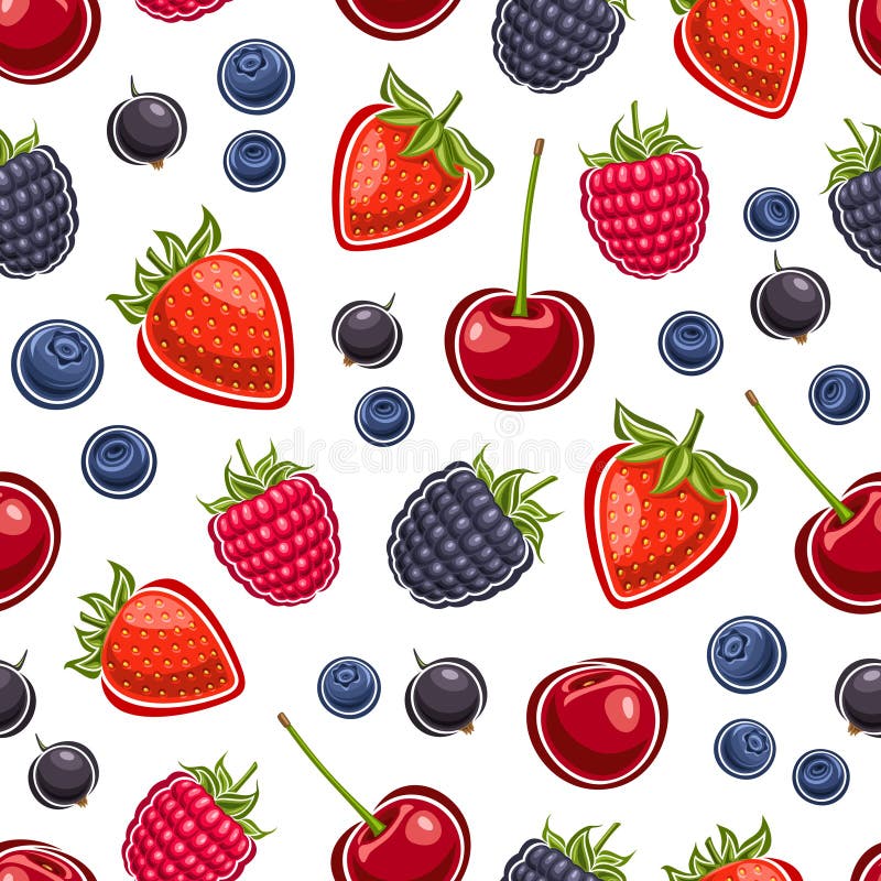 Vector Berry Seamless Pattern Stock Vector - Illustration of background ...