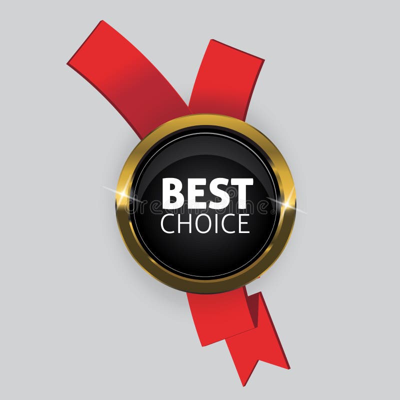 Vector Best Choice Red Label with Ribbons. Stock Vector - Illustration ...