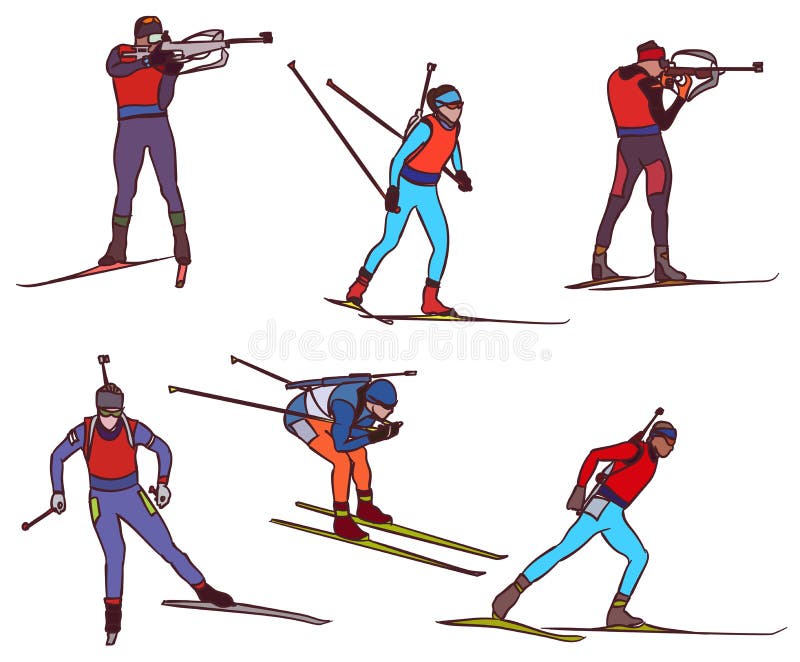 Vector biathlon set stock vector. Illustration of sketch - 67577118