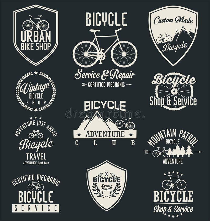 Vector Bicycle Badges and Labels Stock Illustration - Illustration of ...
