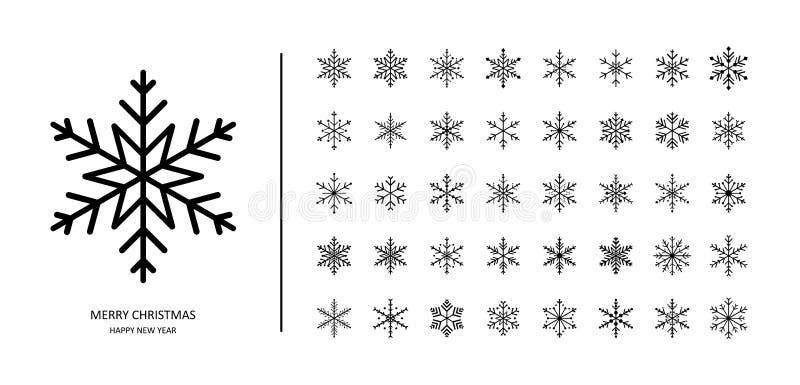 Vector Big Set of Black Snowflakes Design Elements on White Background ...