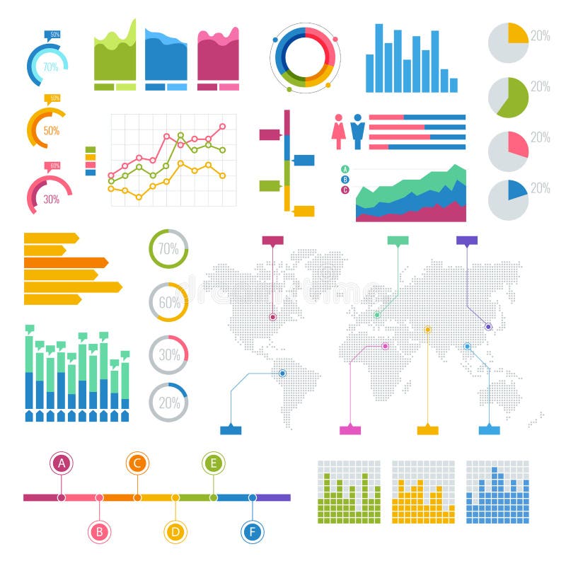 Vector Big Set of Infographics Elements Graphics Colourful for Display ...