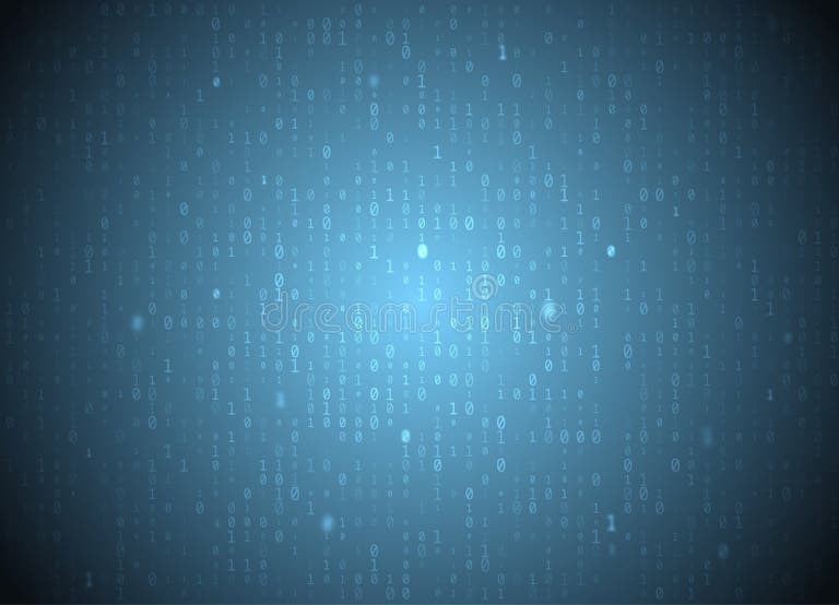 Vector Binary Code Blue Background. Big Data and Programming Hacking ...