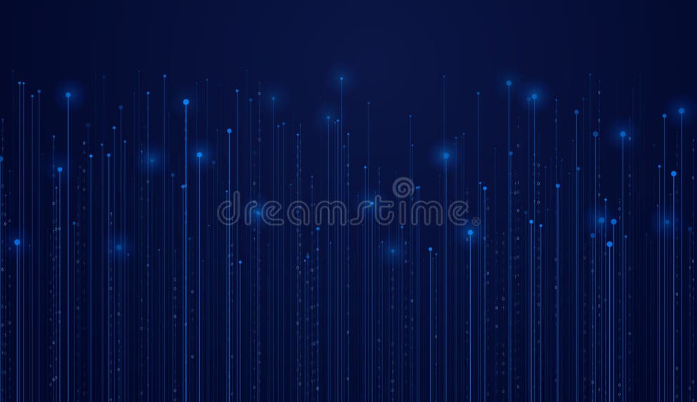 Vector Binary Code Dark Blue Background Coding Or Hacker Concept Stock