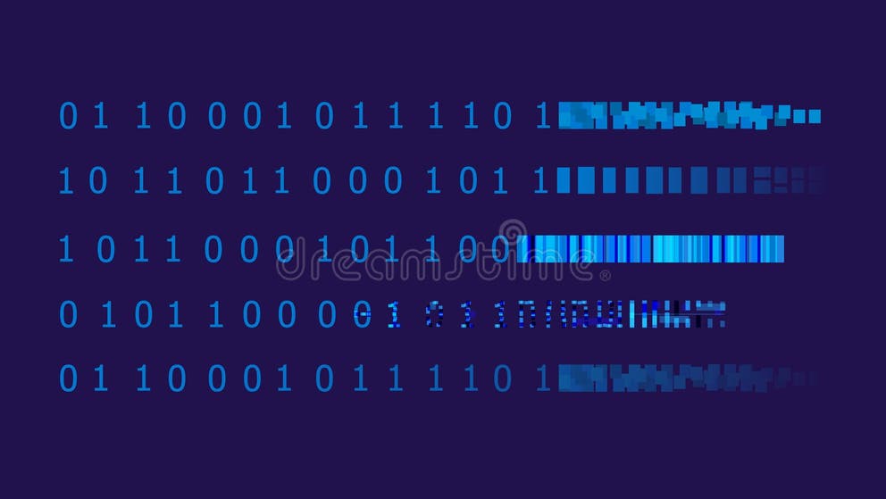 Vector Binary Code is Transforming To the Pixels, Colorful Blue ...