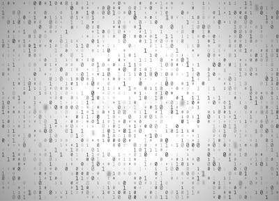 Vector Binary Code White Background. Big Data and Programming Hacking, Decryption and Encryption ...