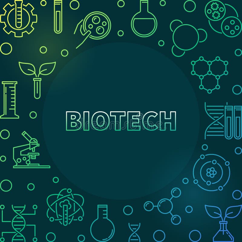 Biotech Green Horizontal Frame or Illustration in Outline Style Stock ...