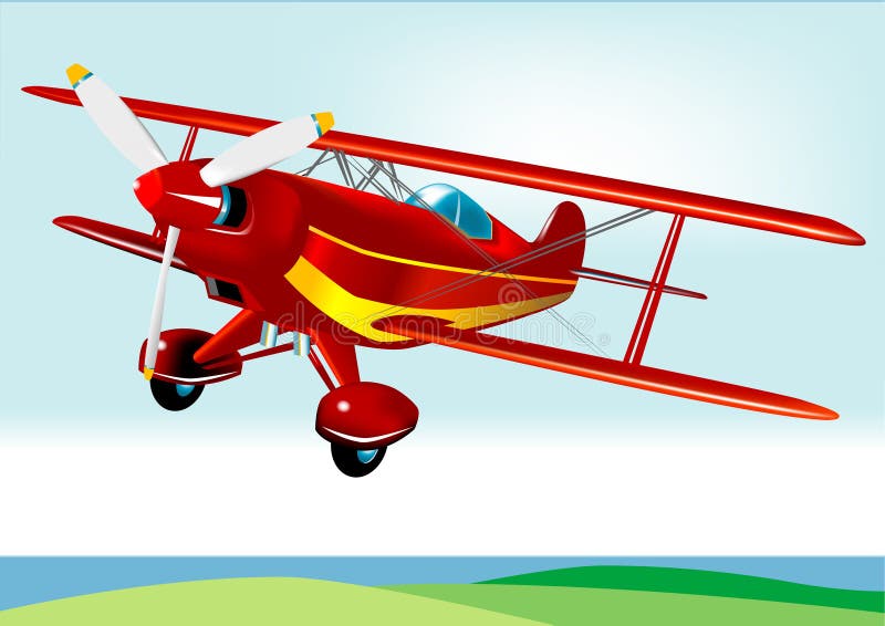 Vector Cartoon Biplane with Banner Stock Vector - Illustration of wings ...