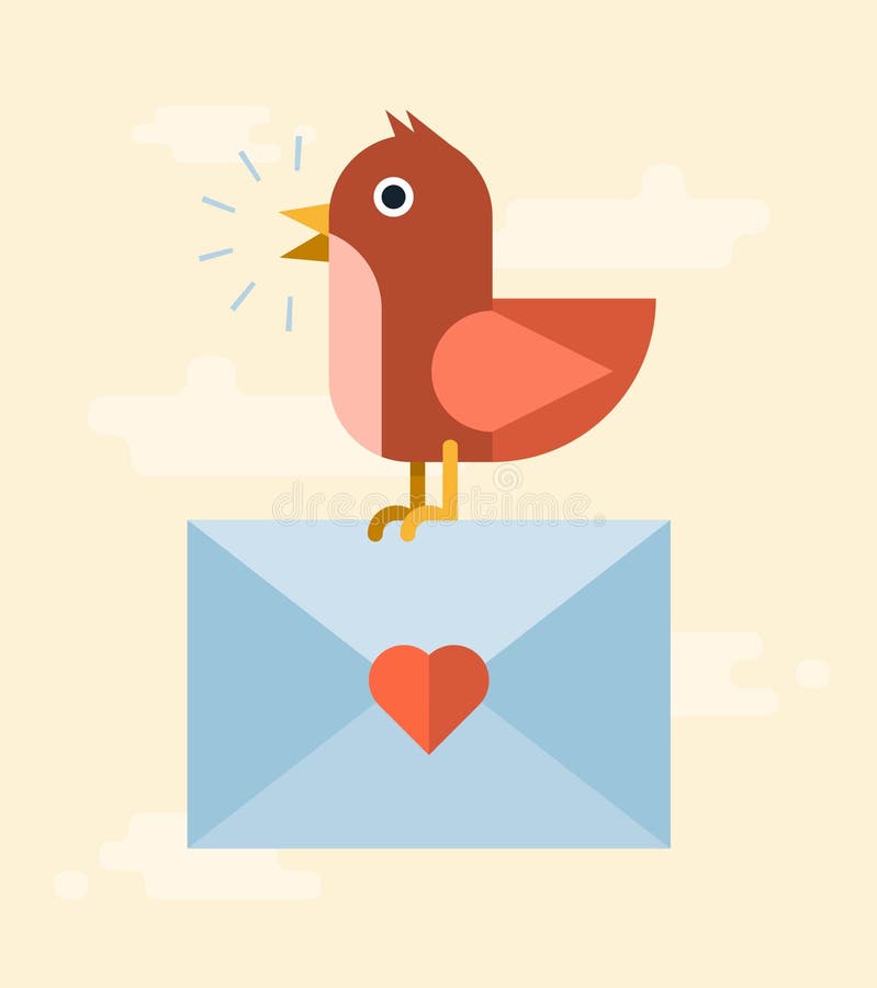 Bird delivering mail stock illustration. Illustration of communication ...